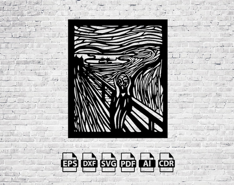 The Scream Edvard Munch Laser Cut Svg Dxf Pdf Files Wall Sticker ...