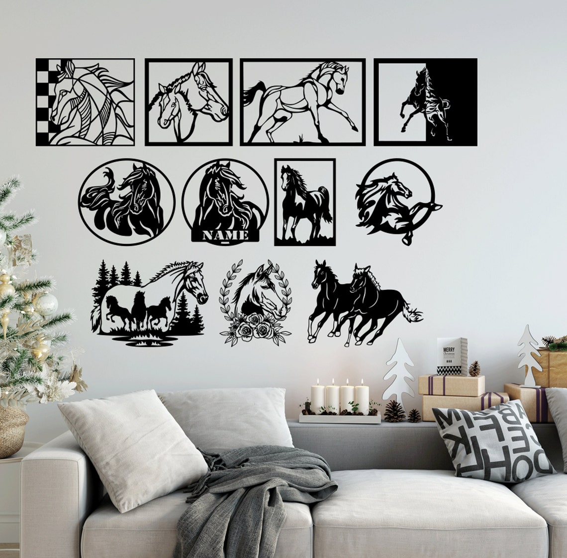 11 Pcs Horse Head Horses Laser Cut Svg Dxf Pdf Files Wall Sticker ...