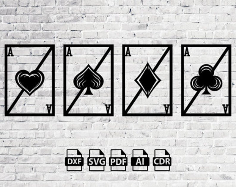Ace Card Deck of Cards Laser Cut Svg Dxf Files Wall Sticker Engraving ...