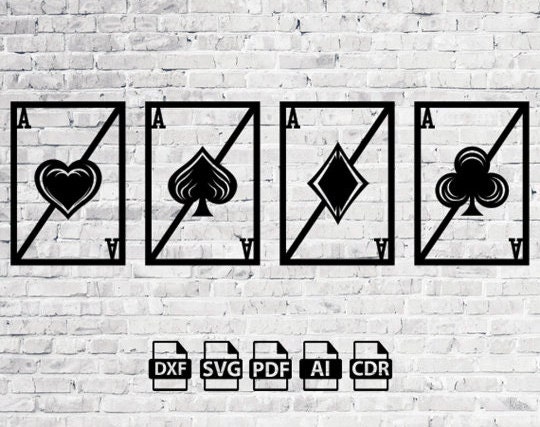 Ace Card Deck of Cards Laser Cut Svg Dxf Files Wall Sticker Engraving ...