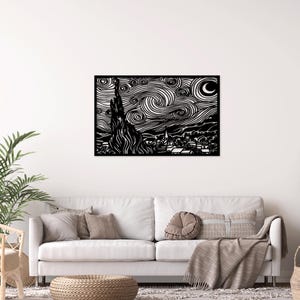 Starry Night Vincent Van Gogh Laser Cut Svg Dxf Files Wall Sticker ...