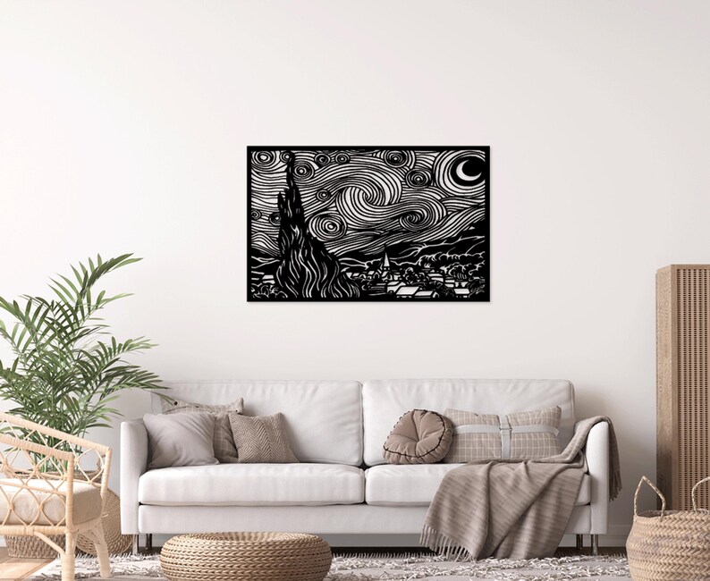 Starry Night Vincent Van Gogh Laser Cut Svg Dxf Files Wall Sticker ...
