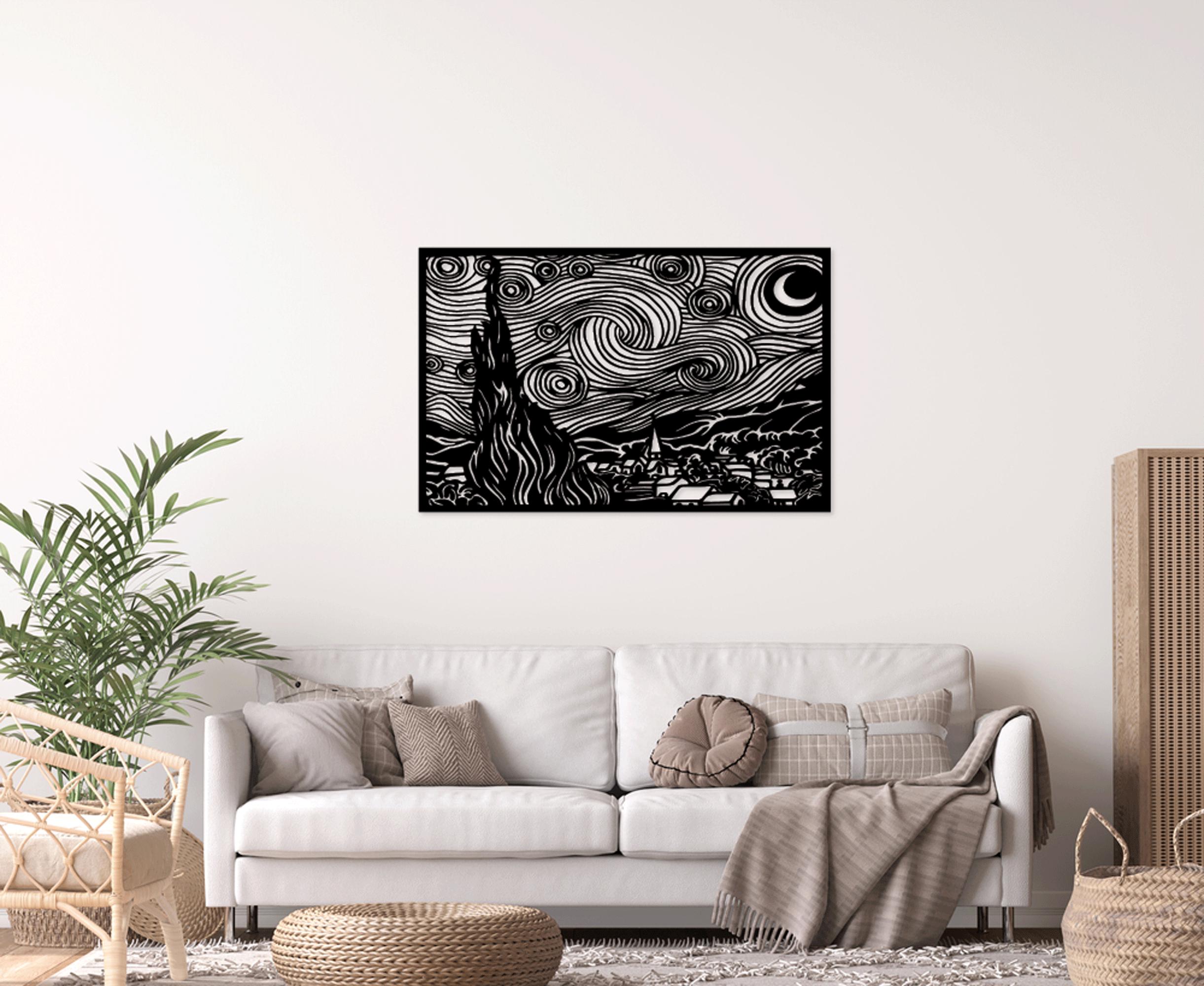 Starry Night Vincent Van Gogh Laser Cut Svg Dxf Files Wall Sticker ...