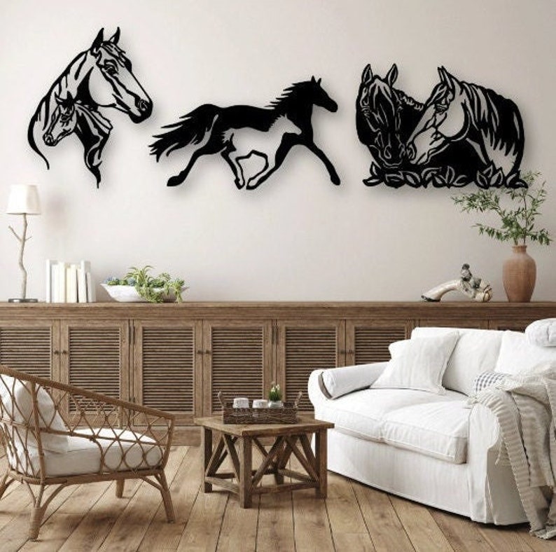 Horse, Horses Laser Cut Svg Dxf Files Wall Sticker Engraving Decal ...