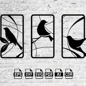 Birds Tree Branch Laser Cut Svg Dxf Files Wall Sticker Engraving ...