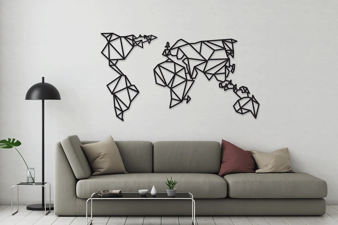 World Globe Map Laser Cut Svg Dxf Files Wall Sticker Engraving Decal ...