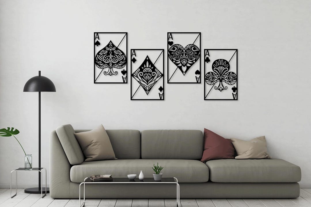 Ace Card Deck Poker Laser Cut Svg Dxf Files Wall Sticker Engraving ...