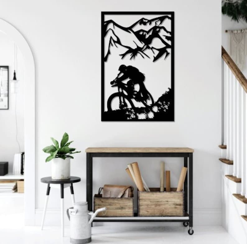 Biker Bike Mountain Laser Cut Files Wall Sticker Engraving - Etsy