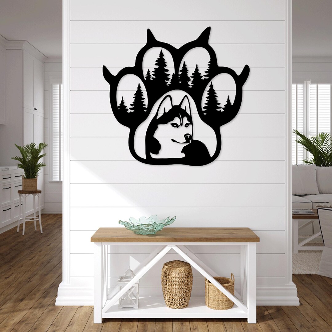 Siberian Husky Dog Paw Laser Cut Svg Dxf Files Wall Sticker Engraving ...