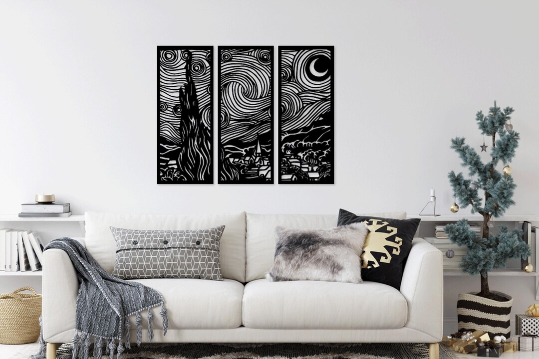 Starry Night Vincent Van Gogh Laser Cut Svg Dxf Files Wall Sticker ...