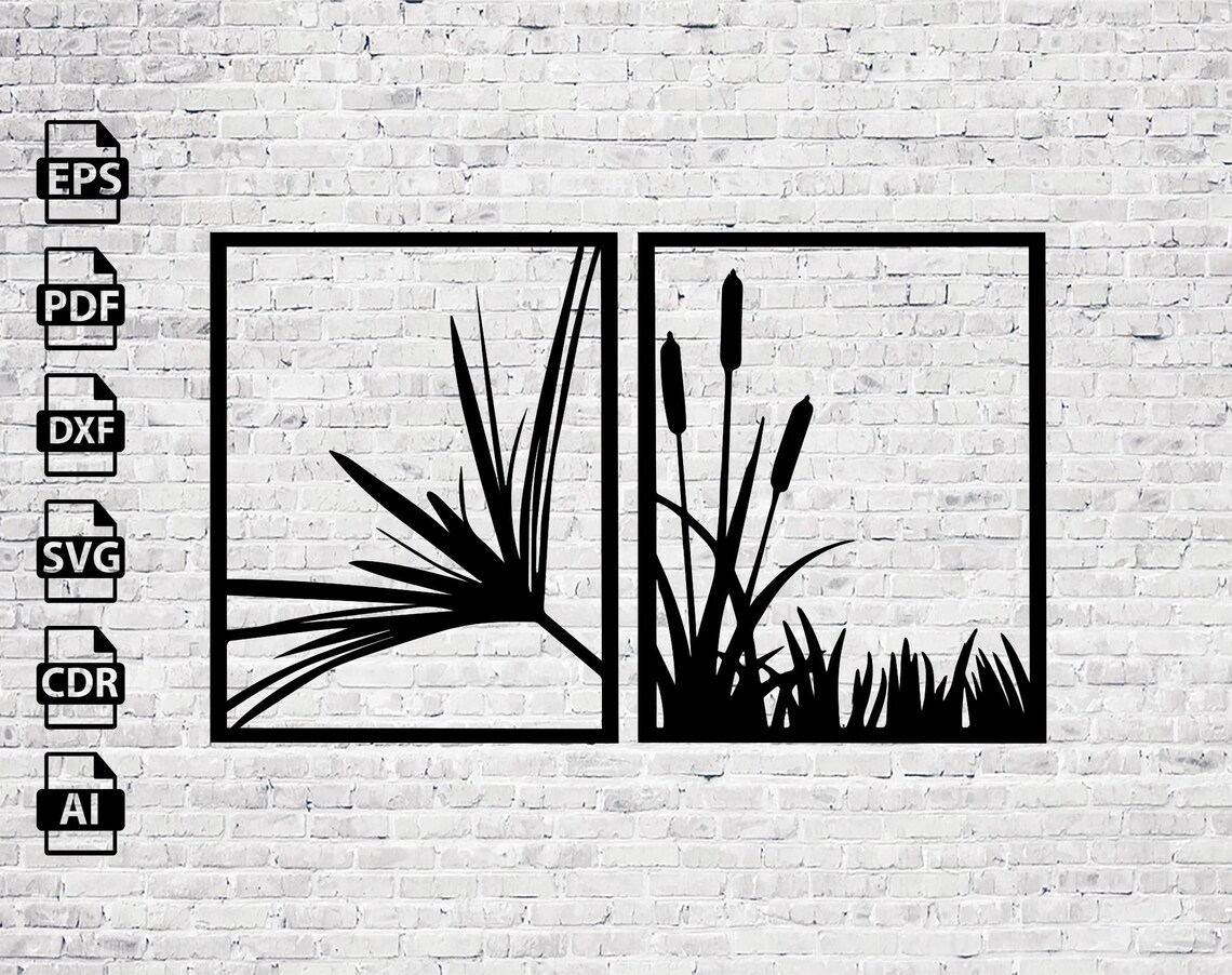 Reeds Stream Laser Cut Dxf Glowforge Files Wall Sticker Engraving Decal ...