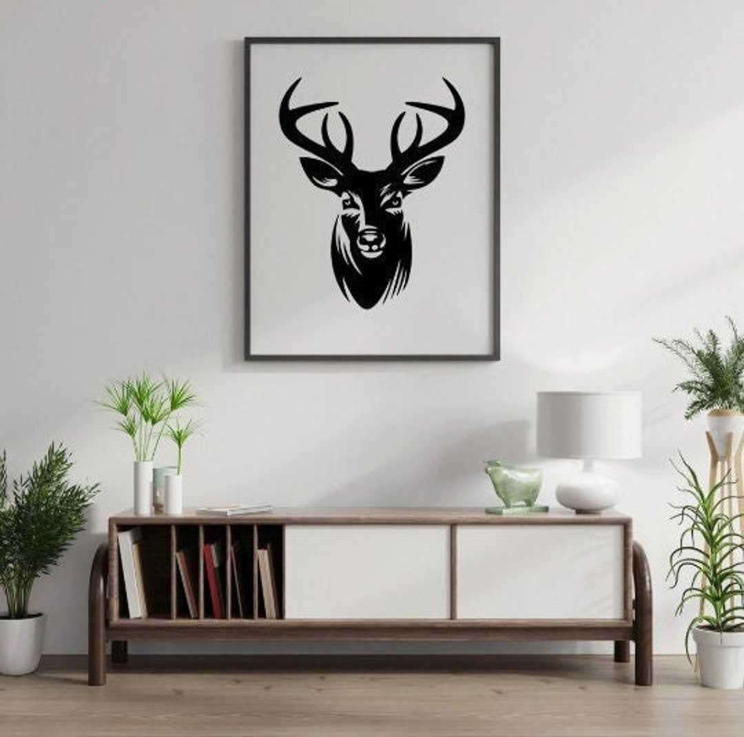 Deer Head Laser Cut Svg Dxf Files Wall Sticker Engraving Decal ...