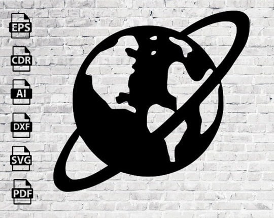 Saturn World Globe Planet Laser Cut Svg Dxf Files Wall Sticker - Etsy