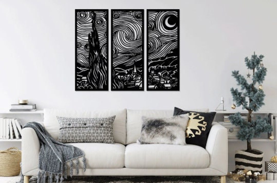 Starry Night Vincent Van Gogh Laser Cut Svg Dxf Files Wall - Etsy