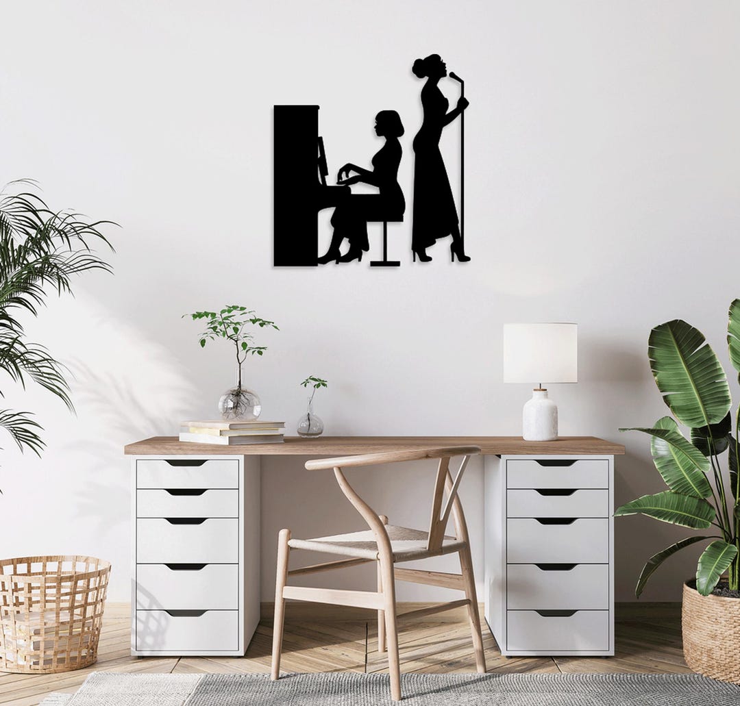 Piano Music Singer Music Svg Dxf Laser Cut Files Wall Sticker Engraving ...