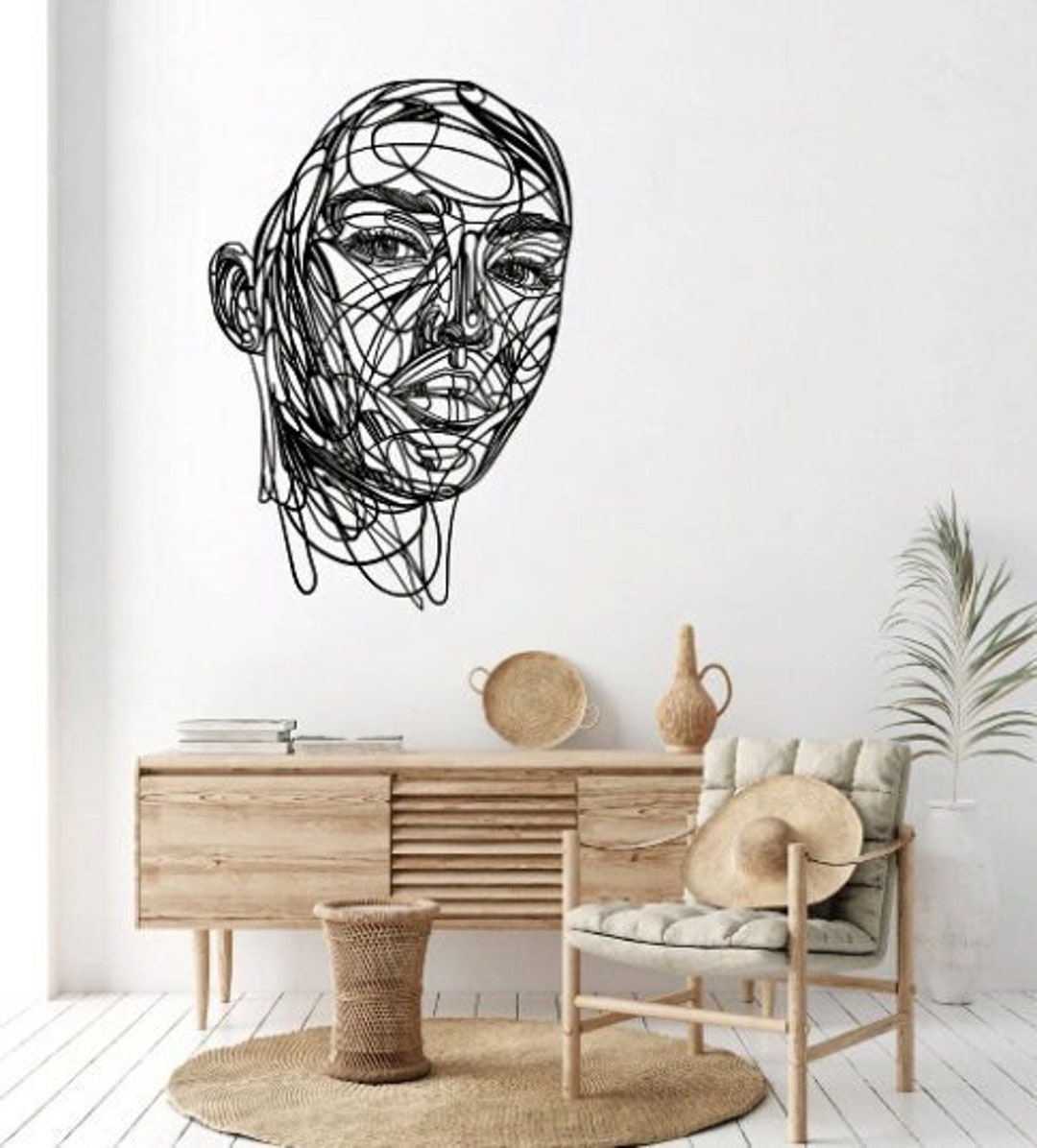 Women Face Line Art Laser Cut Svg Dxf Files Wall Sticker Engraving ...