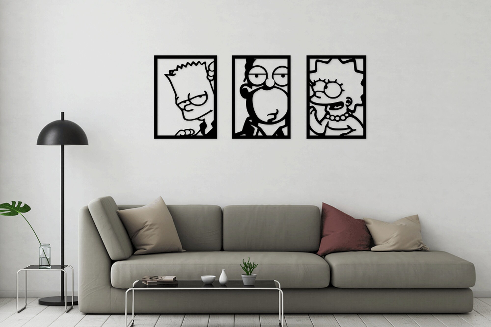 Simpsons Homer Bart Lisa Laser Cut Svg Dxf Files Wall Sticker Decal ...