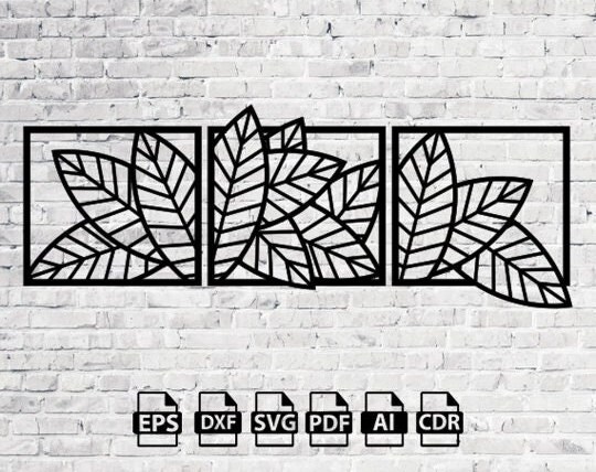 Leaves Svg Flowers Laser Cut Dxf Files Wall Sticker Engraving - Etsy