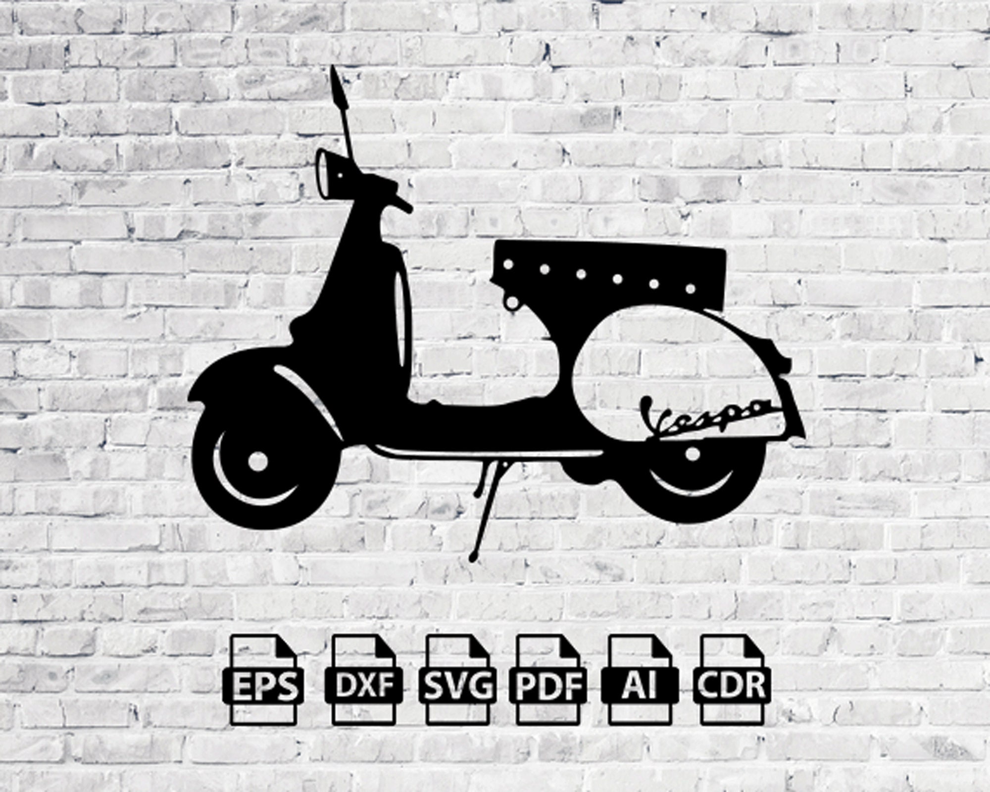 Scooter Laser Cut Svg Dxf Files Wall Sticker Engraving Decal Silhouette ...