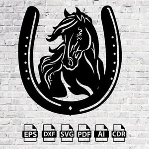 Pferd Hufeisen Laser cut svg dxf Dateien Wandaufkleber Gravur Aufkleber ...