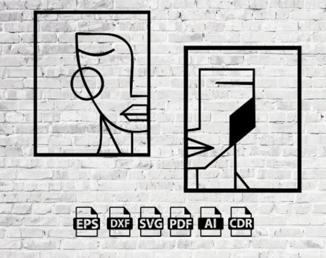Geometric Face Laser Cut Svg Dxf Files Wall Sticker Decal - Etsy