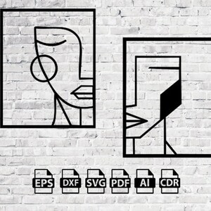 Geometric Face Laser Cut Svg Dxf Files Wall Sticker Decal Silhouette ...