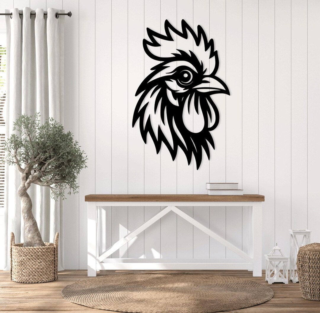 Rooster Cock Chicken Laser Cut Svg Dxf Files Wall Sticker Engraving ...