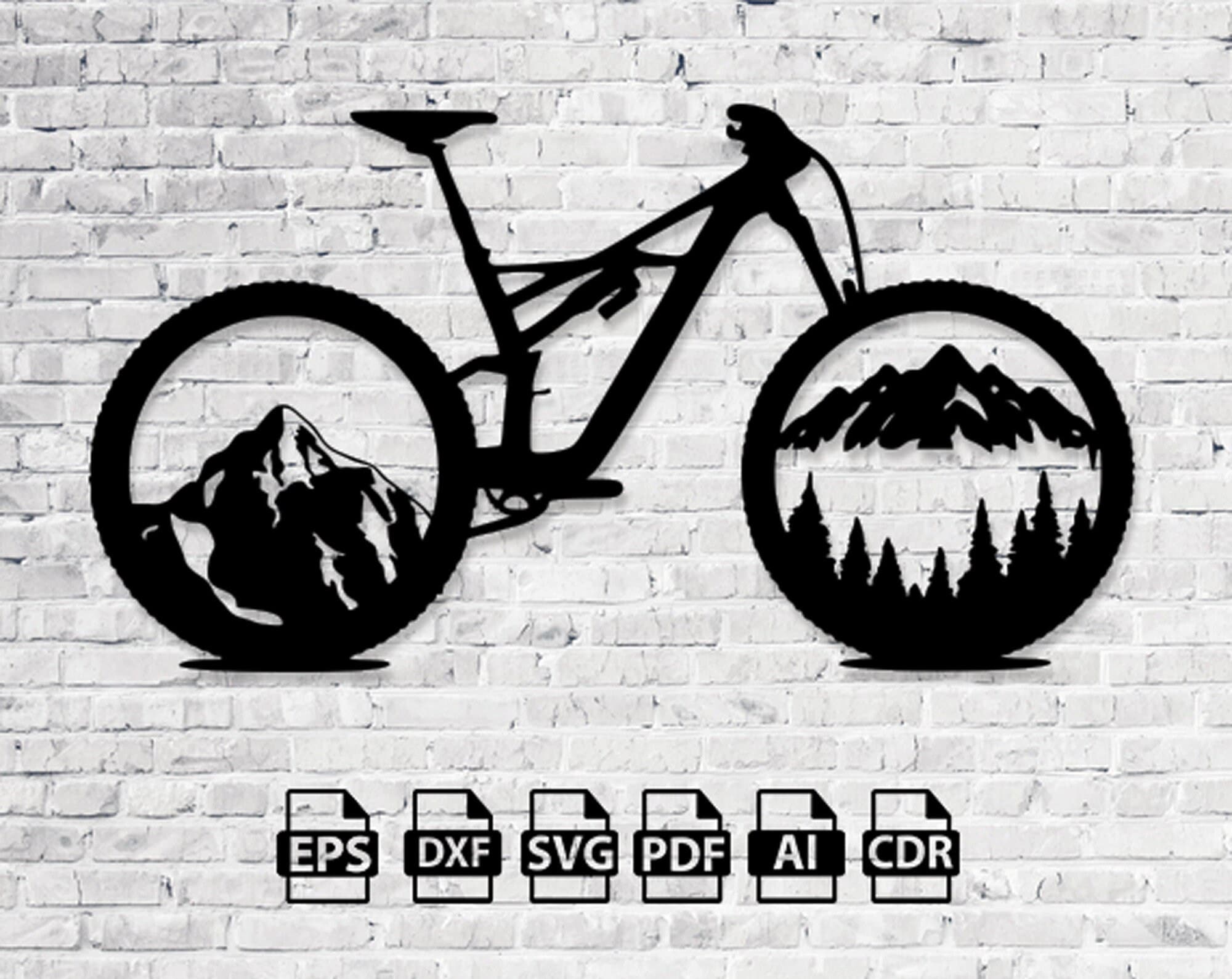 Bike Mountain Laser Cut Svg Dxf Files Wall Sticker Engraving - Etsy