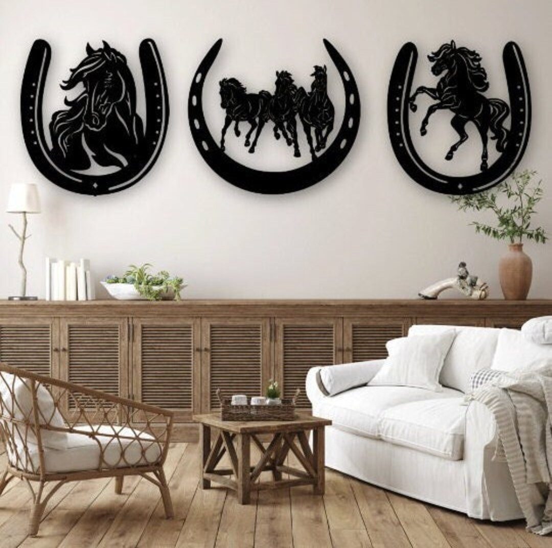 Horse Horseshoe Laser Cut Svg Dxf Files Wall Sticker Engraving Decal ...