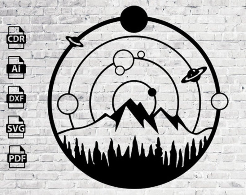 Planet Solar System Space Laser Cut Svg Dxf Pdf Files Wall Sticker ...
