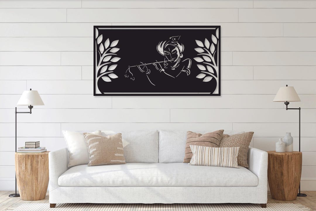 Lord Krishna Shree Indian God Laser Cut Svg Dxf Files Wall Sticker ...