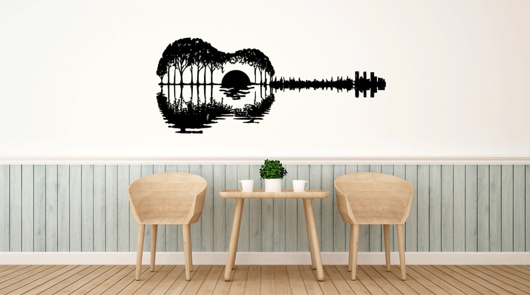 Guitar, Tree, Sun Laser Cut Svg Dxf Files Wall Sticker Engraving Decal ...
