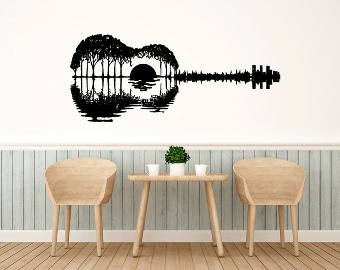 Guitar Tree Sunset Laser Cut Dxf Svg Glowforge Files Wall Art Sticker ...