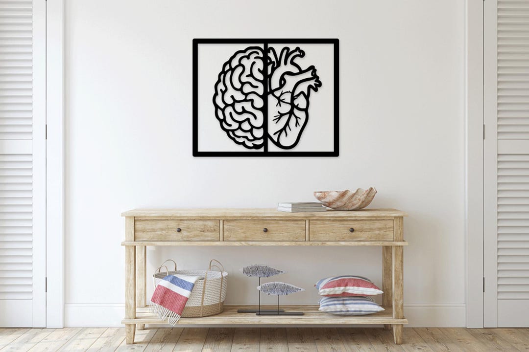 Brain and Heart Laser Cut Svg Dxf Files Wall Sticker Engraving Decal ...