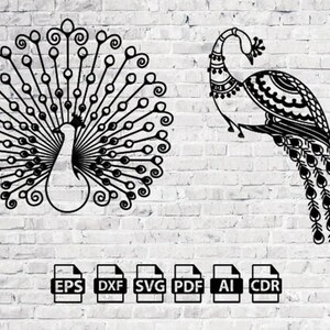 Peacock Svg Dxf Cdr Laser Cut Glowforge Files Wall Sticker Engraving ...
