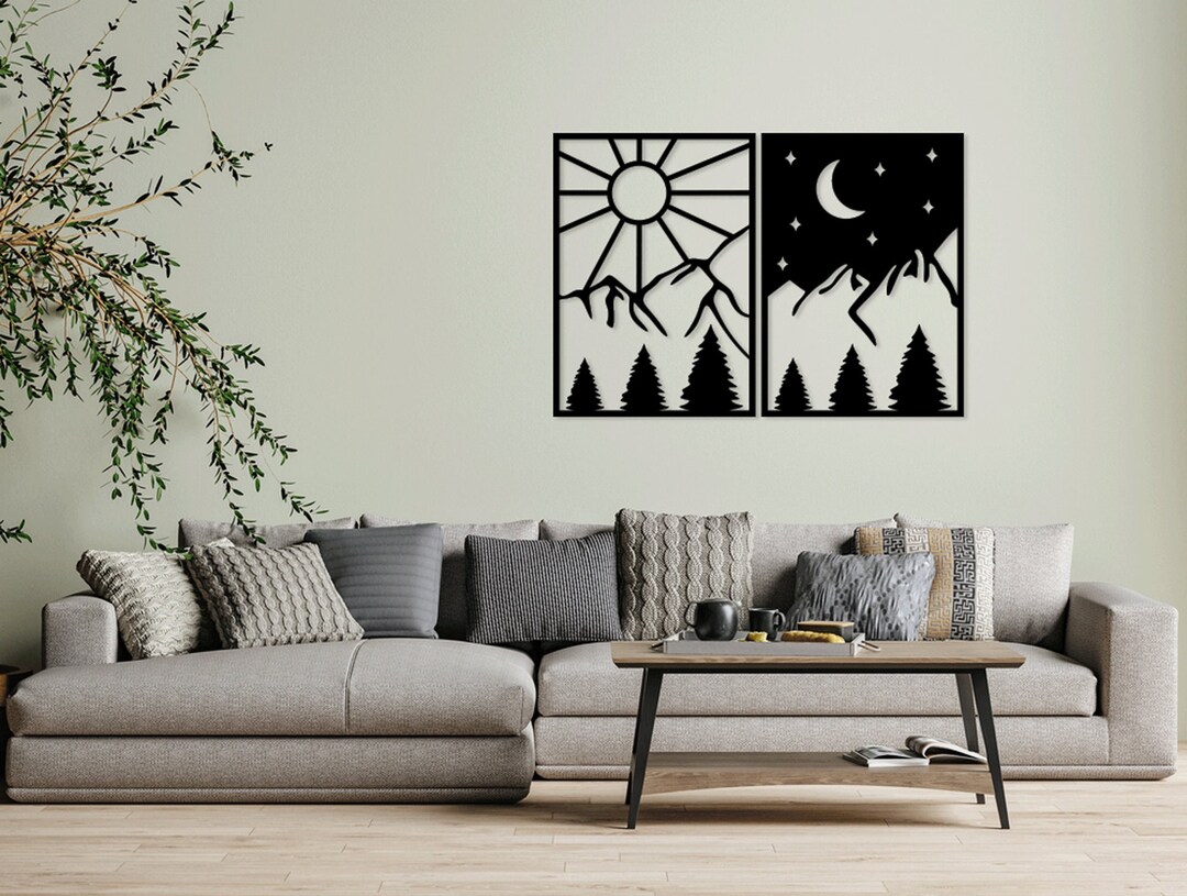 Day, Night Laser Cut Svg Dxf Files Wall Sticker Engraving Decal ...