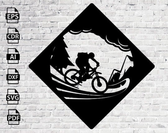 Bike Bicycle Laser Cut Svg Dxf Files Wall Sticker Engraving - Etsy