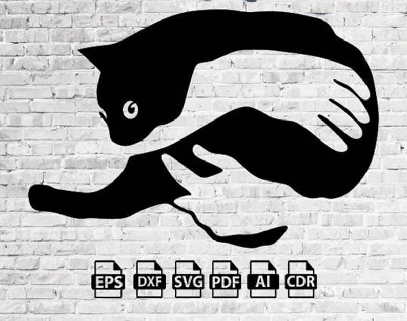 Cat Animal Laser Cut Svg Dxf Files Wall Sticker Engraving Decal ...