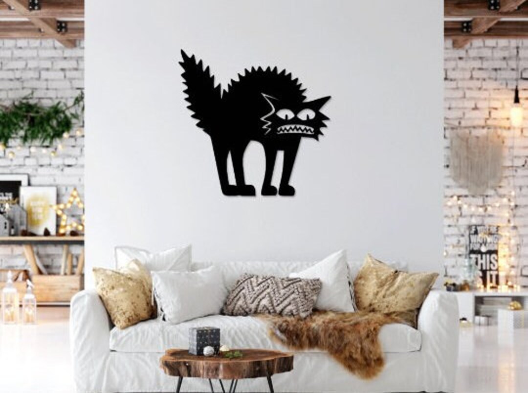 Cat Kitten Afraid Laser Cut Svg Dxf Pdf Files Wall Sticker Engraving ...