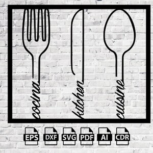 Kitchen Cooking Laser Cut Svg Dxf Files Wall Sticker Engraving Decal ...