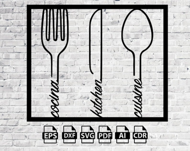 Kitchen Cooking Laser Cut Svg Dxf Files Wall Sticker Engraving Decal ...