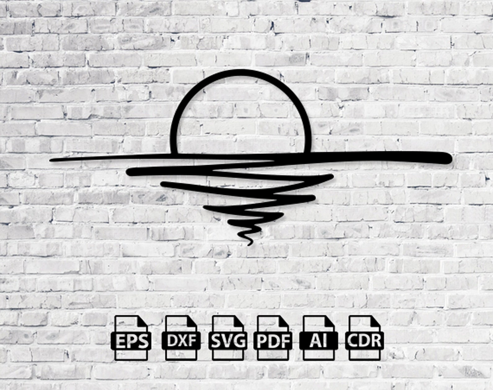 Sunset Sun Sea Laser Cut Svg Dxf Files Wall Sticker Engraving - Etsy