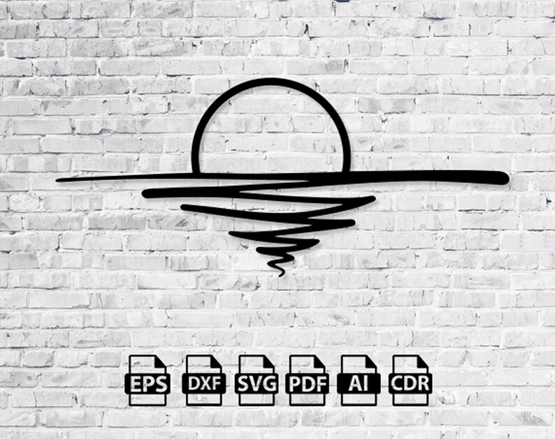 Sunset Sun Sea Laser Cut Svg Dxf Files Wall Sticker Engraving - Etsy