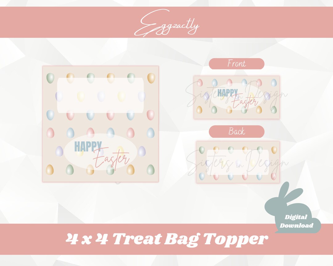 Easter Treat Bag Topper Printable, 4"& 4" Party Favor Tag, Easter Gift ...