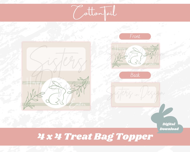 Easter Treat Bag Topper Printable, 4"& 4" Party Favor Tag, Easter Gift ...