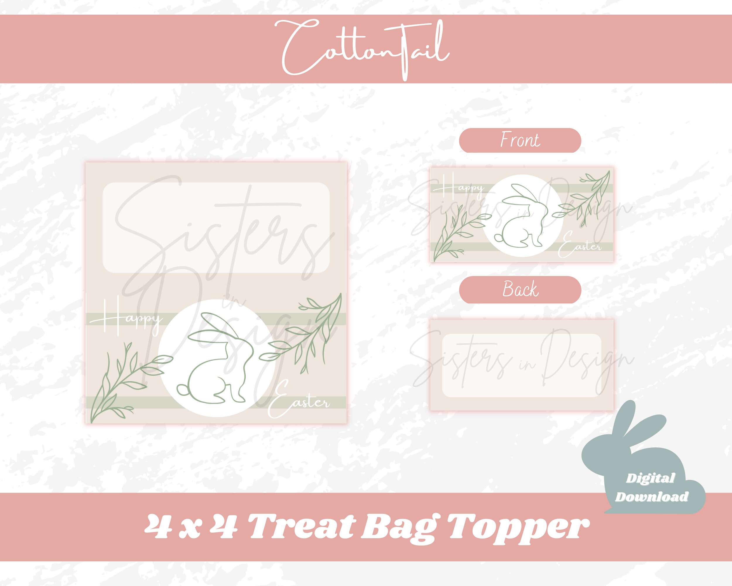 Easter Treat Bag Topper Printable, 4"& 4" Party Favor Tag, Easter Gift ...