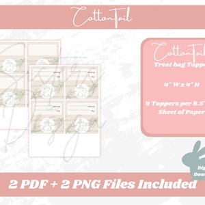 Easter Treat Bag Topper Printable, 4"& 4" Party Favor Tag, Easter Gift ...