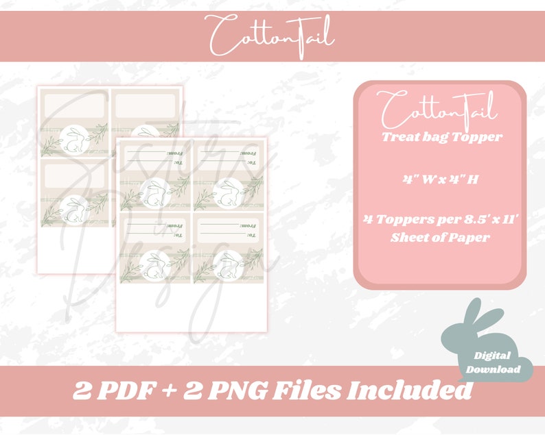 Easter Treat Bag Topper Printable, 4& 4 Party Favor Tag, Easter Gift ...