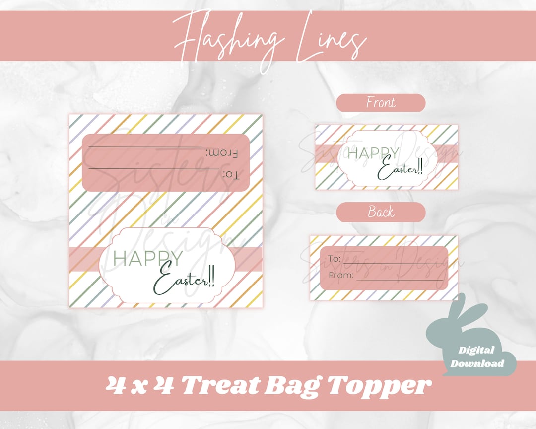 Easter Treat Bag Topper Printable, 4"& 4" Party Favor Tag, Easter Gift ...