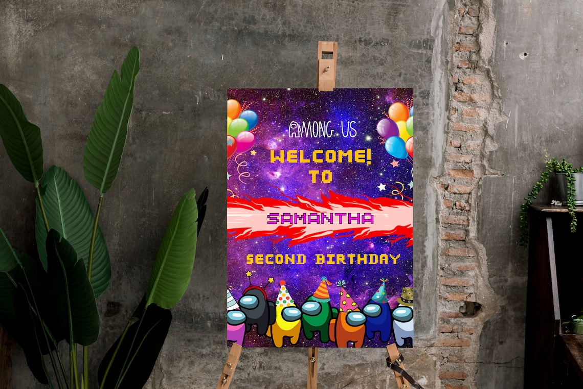 Among Us Party Sign, Among Us Party Decor, Among Us Welcome Sign ...